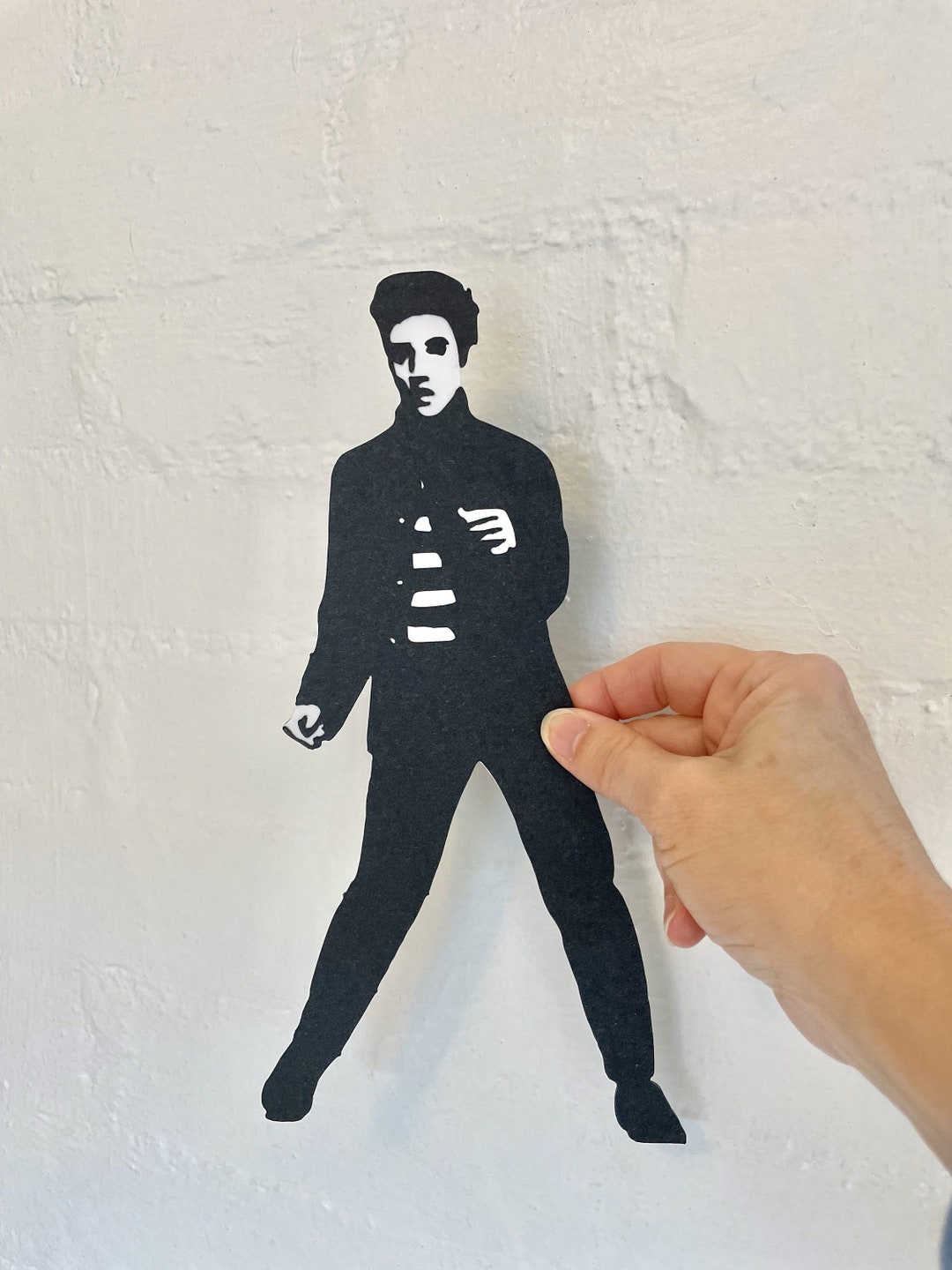 3 Large Black and White ELVIS Die Cuts, Elvis Presley, Punches, Elvis ...
