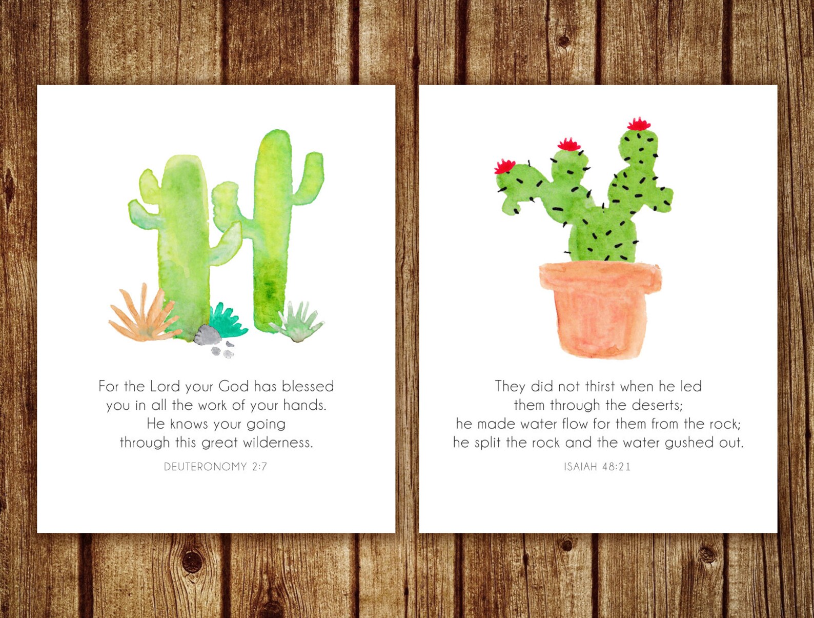 Watercolor Cactus Print | Bible Verse Wall Art | Cactus Printable Quote ...