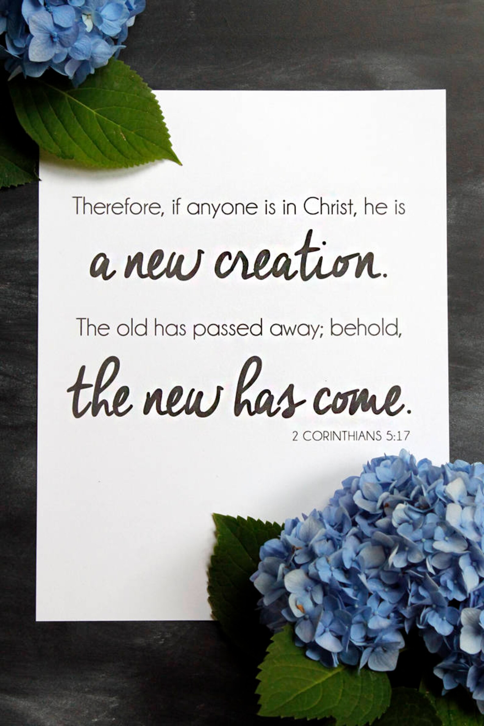 2 Corinthians 5:17 Bible Verse Scripture Wall Art Print New Creation in ...