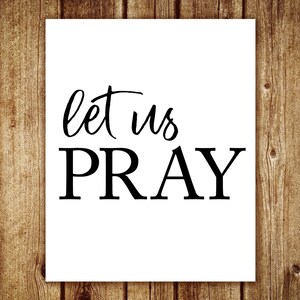 Let Us Pray Wall Art | Prayer Quote Print | Dining Room Decor Printable ...