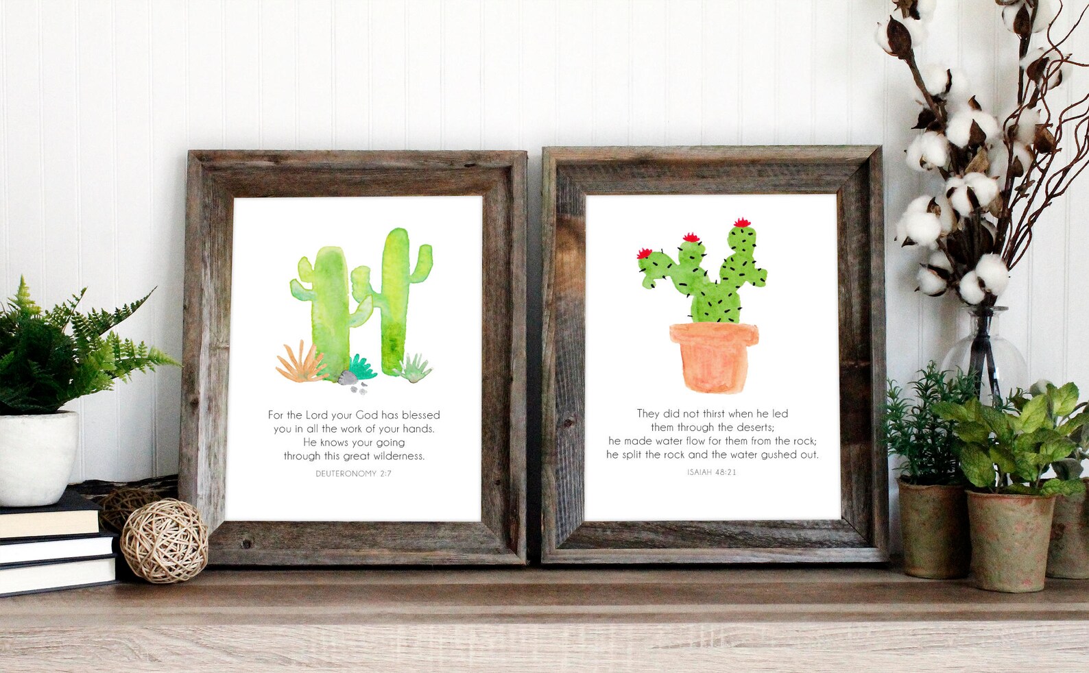 Watercolor Cactus Print | Bible Verse Wall Art | Cactus Printable Quote ...