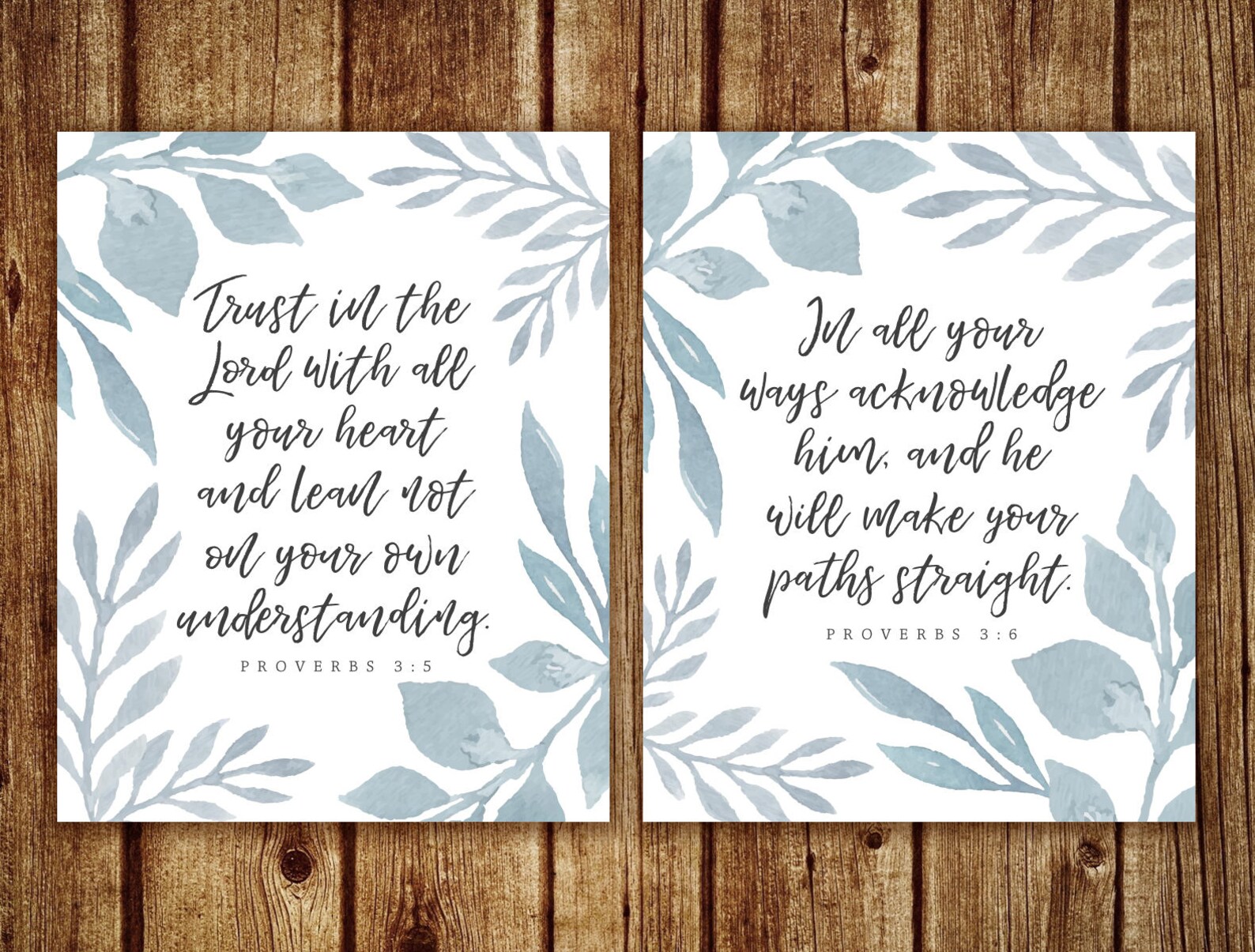 Proverbs 3:5-6 Bible Verse Wall Art Scripture Art Print Trust in the ...