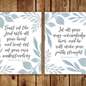 Proverbs 3:5-6 Bible Verse Wall Art | Scripture Art Print | Trust in ...