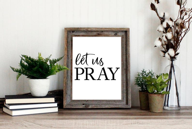 Let Us Pray Wall Art | Prayer Quote Print | Dining Room Decor Printable ...