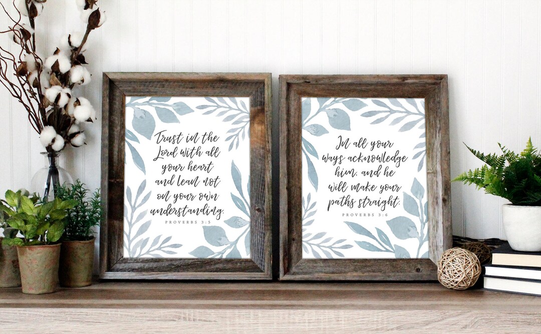 Proverbs 3:5-6 Bible Verse Wall Art | Scripture Art Print | Trust in ...