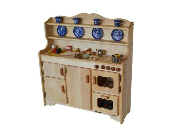 Waldorf Wooden Toy Kitchen-hardwood Play Kitchen-play Stove Hardwood ...