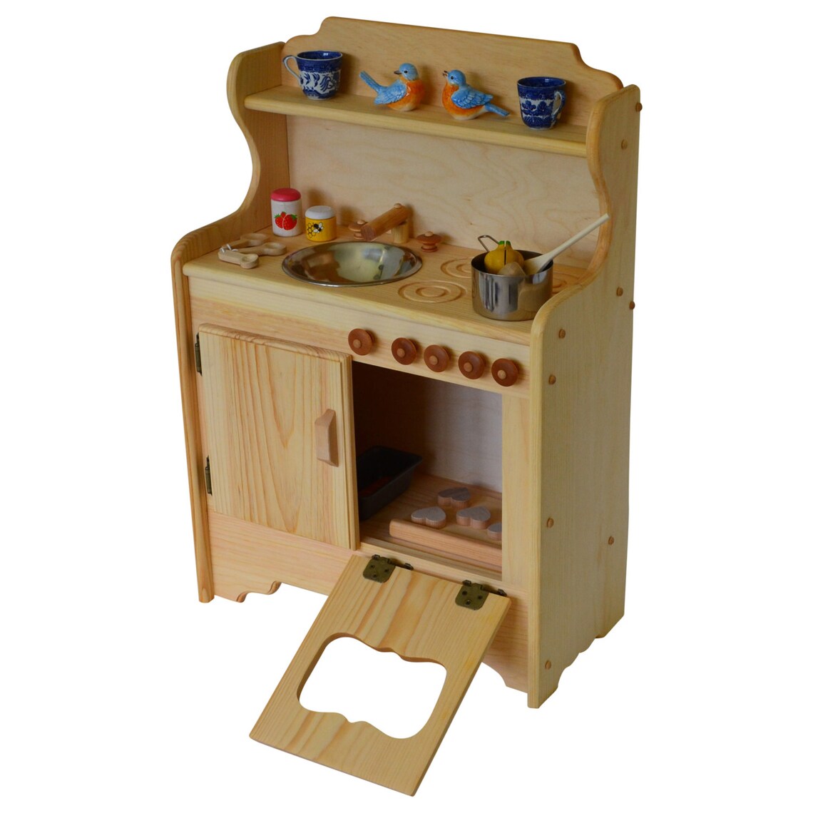 Natural Wooden Play Kitchen Toy Kitchen Waldorf - Etsy