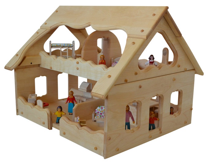 Natural Wooden Dollhouse Toy Dollhouse Waldorf Dollhouse-wooden Toys ...
