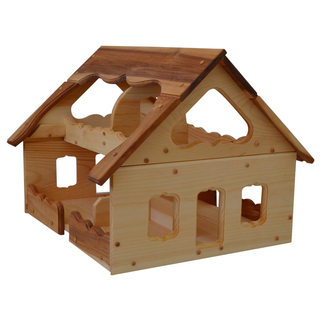 Natural Wooden Dollhouse Toy Dollhouse Waldorf Dollhouse Montessori ...