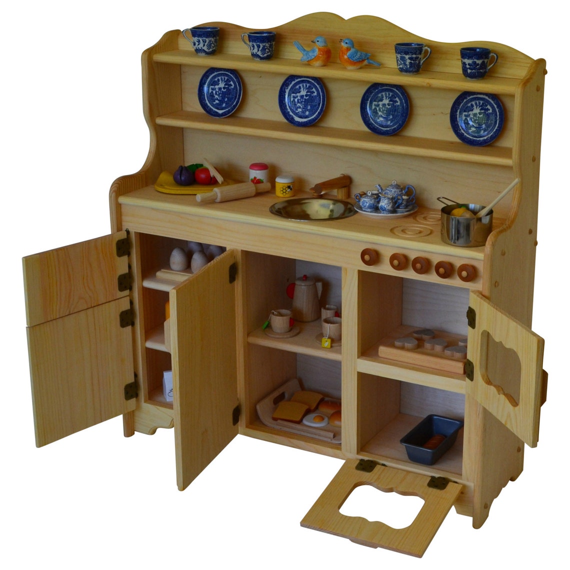 Waldorf Wooden Toy Kitchen Play Kitchen-play Stove Toy - Etsy