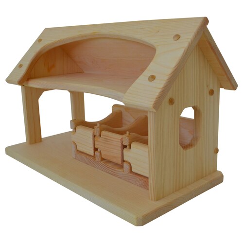 Natural Wooden Toy Stable-waldorf Wooden Stable Toy - Etsy