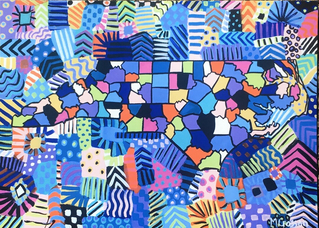 LIMITED EDITION North Carolina State Map Art - Giclee Print of Original ...