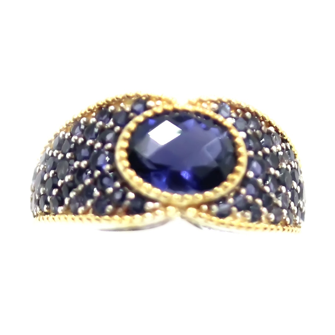 Iolite Gemstone Ring, 925 Sterling Silver Ring, Two Tone Ring ...