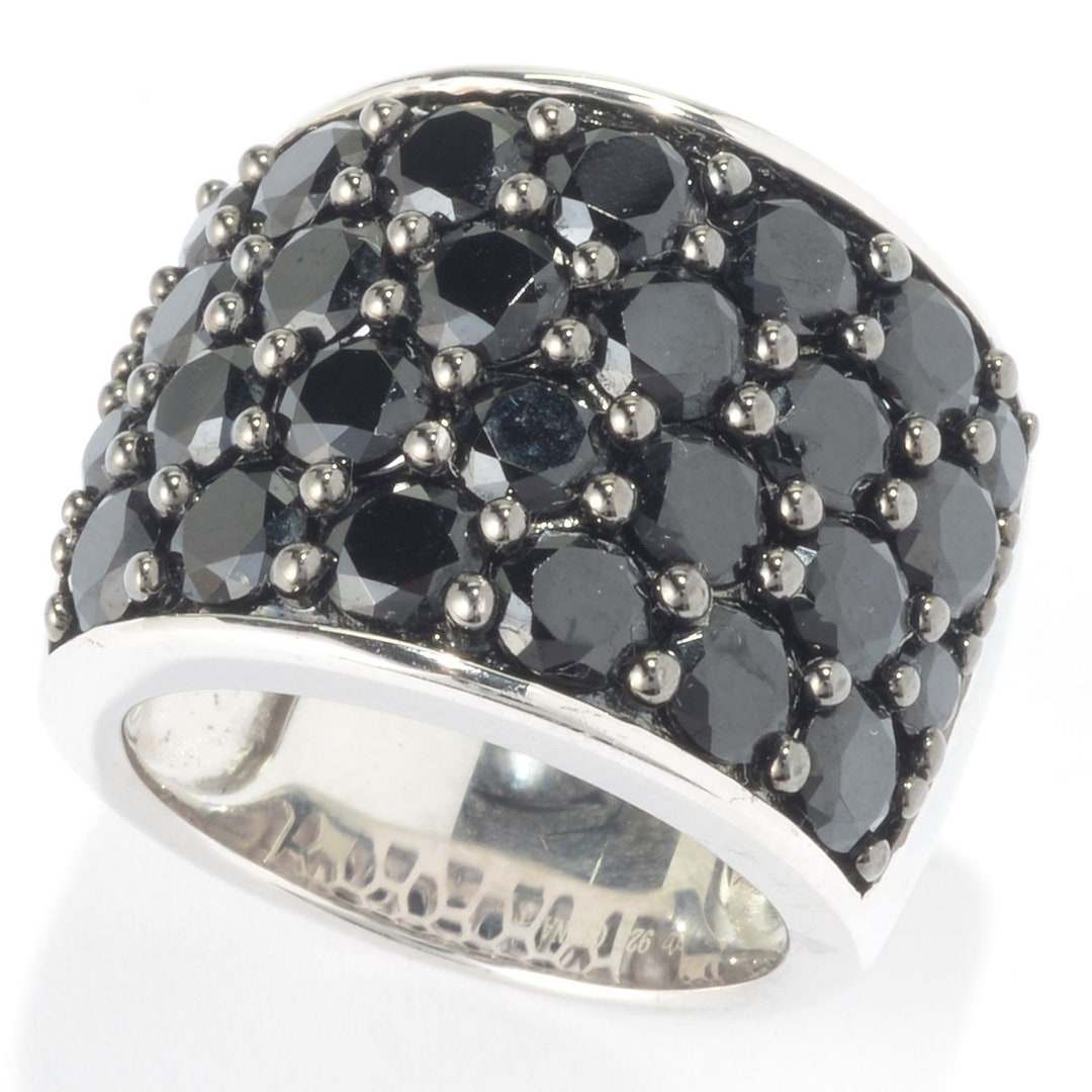 925 Sterling Silver Black Spinel Band Ring - Etsy