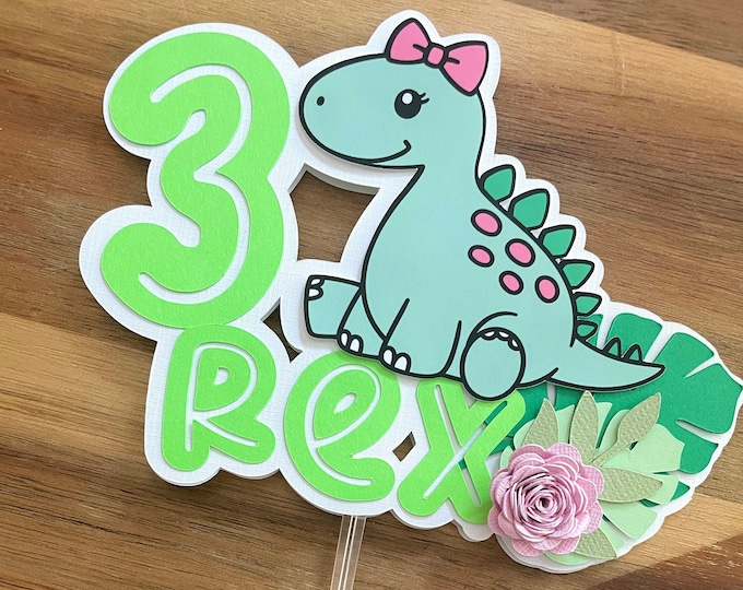 Dinosaur Cake Topper 3 Rex Cake Topper Dinosaur Party 3 Rex Party Three ...