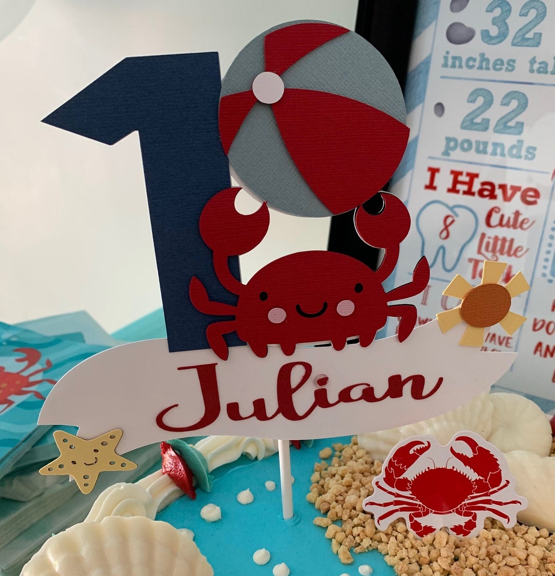 Crab First Birthday - Beach Ball First Birthday - Crab Birthday Cake ...