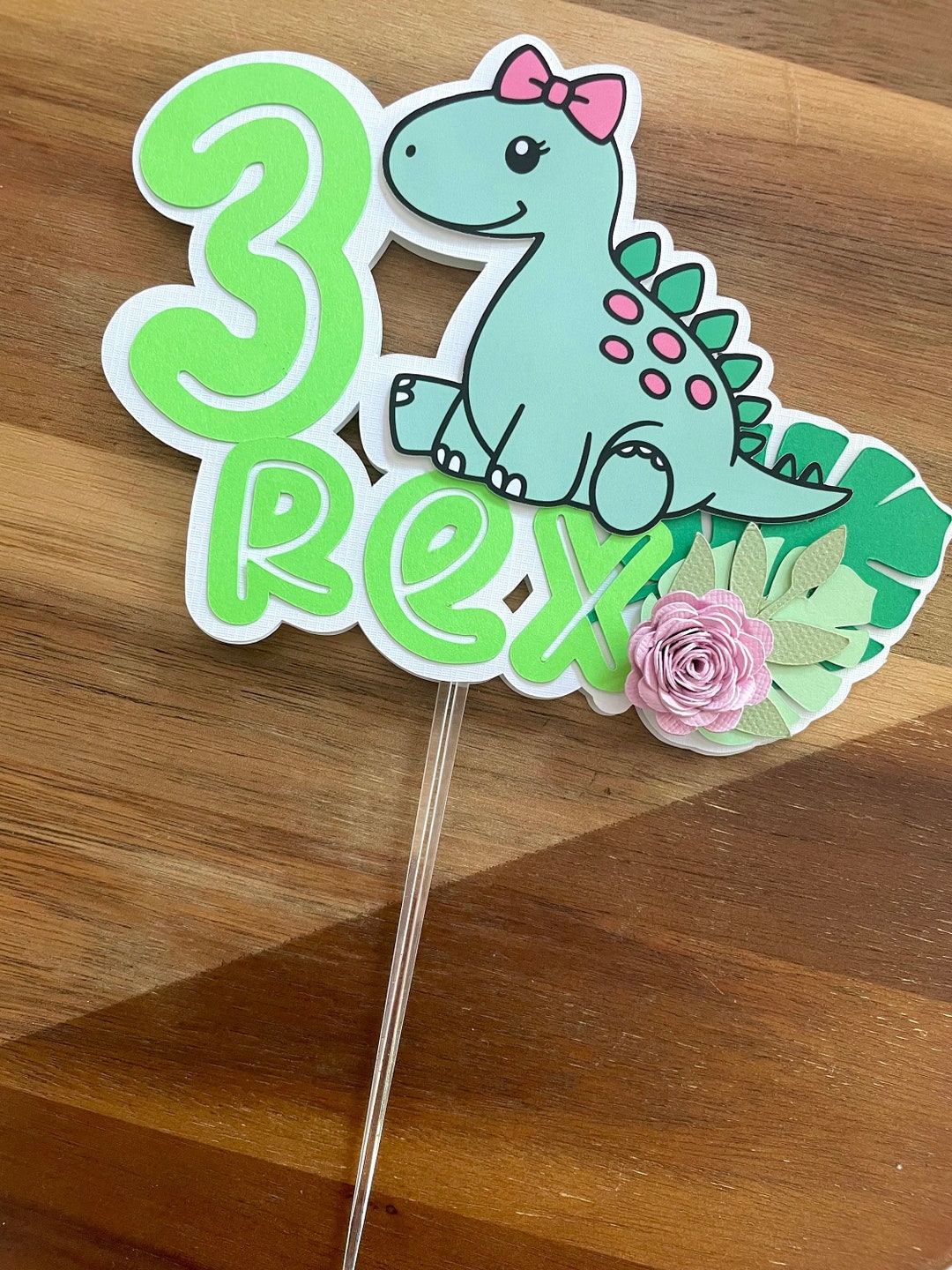 Dinosaur Cake Topper- 3 Rex Cake Topper - Dinosaur Party - 3 Rex Party ...