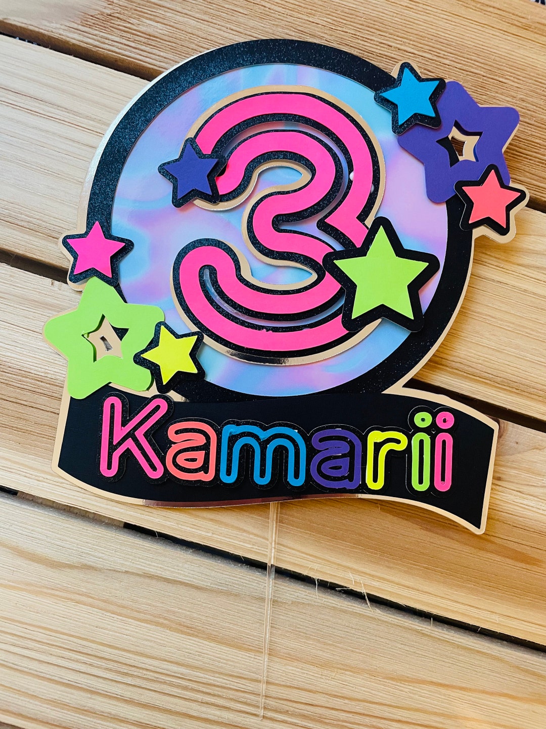 Glow Cake Topper - Neon Cake Topper - Glow in the Dark Cake Topper ...