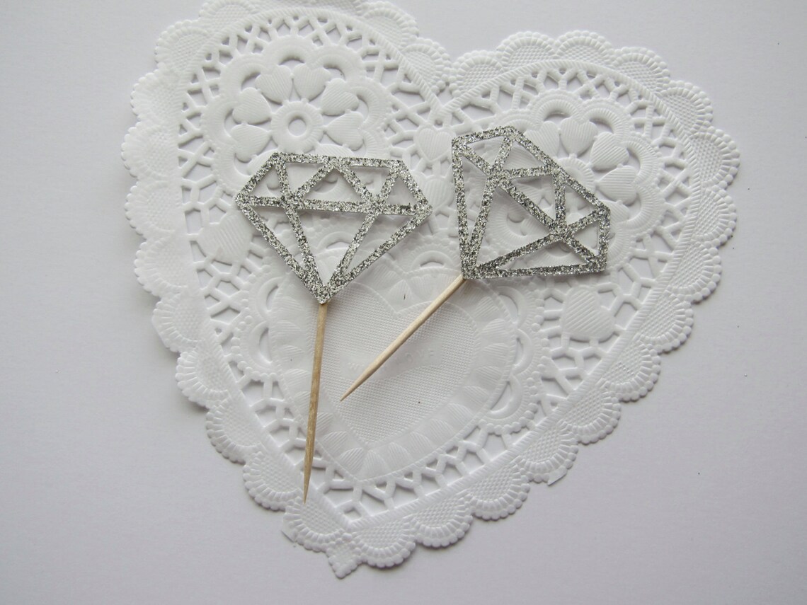 Gold Glitter Diamond Toppers Silver Glitter Diamond Toppers - Etsy