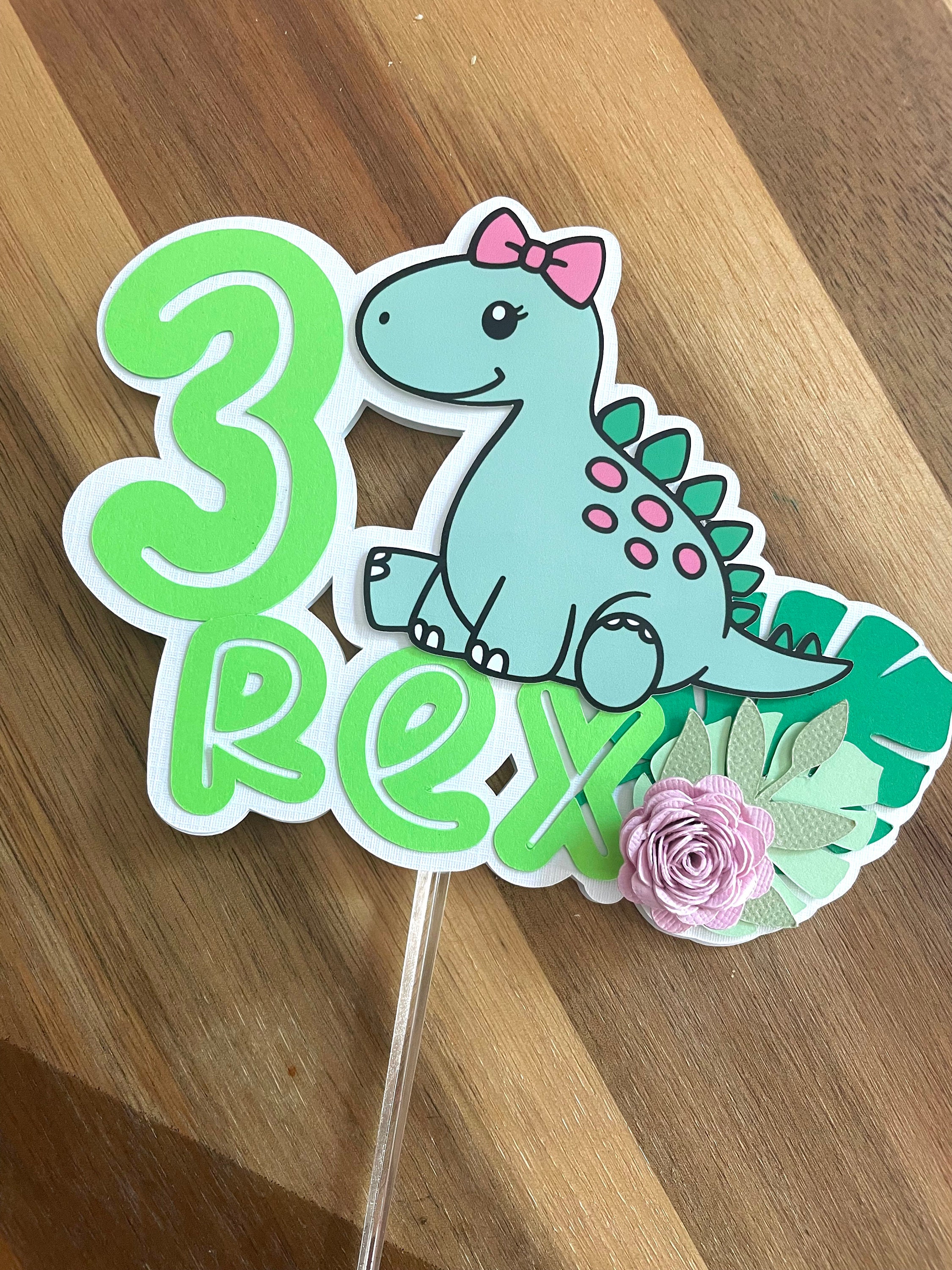 Dinosaur Cake Topper- 3 Rex Cake Topper - Dinosaur Party - 3 Rex Party ...