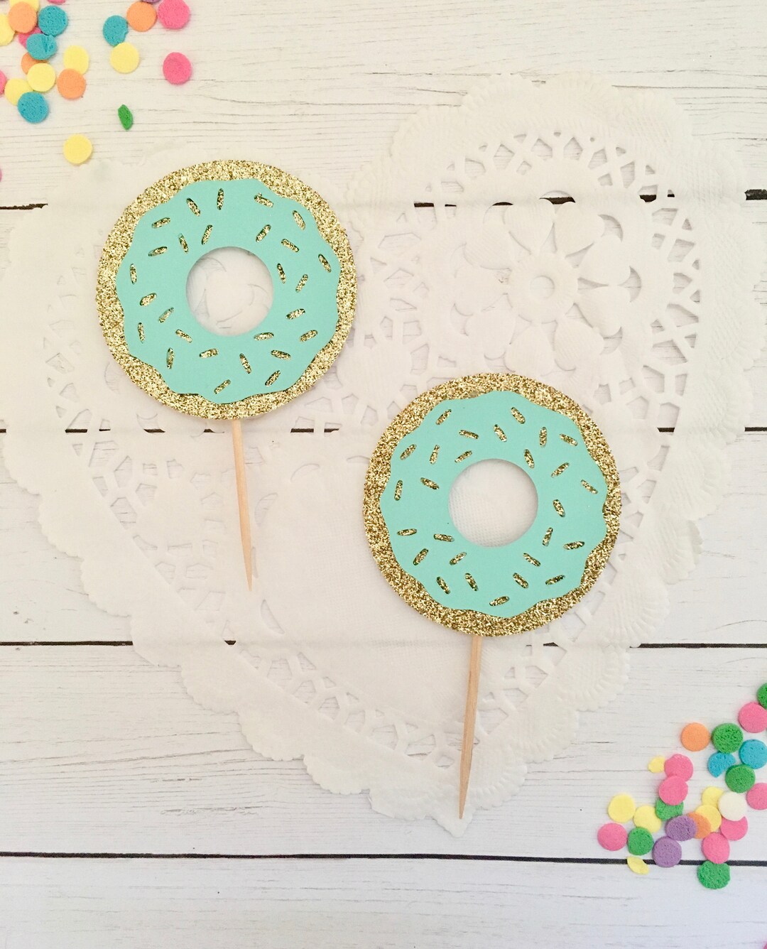 Donut Cupcake Toppers, Donut Grow up Toppers, Blue and Gold Donut ...