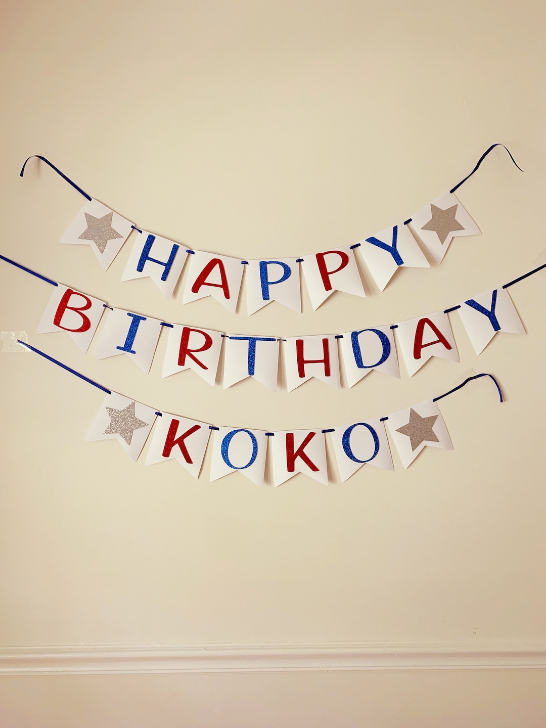 Patriotic Birthday Banner, Red White and Blue Birthday Banner, Little ...