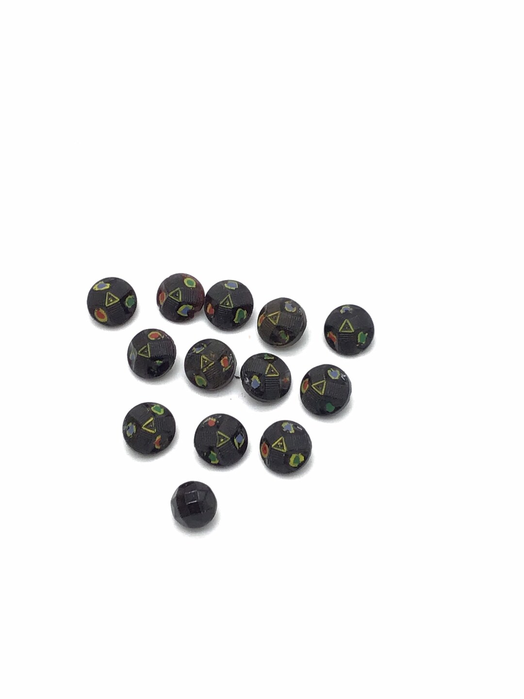Antique Victorian Hand Painted Black Czech Glass Buttons 12 Count - Etsy