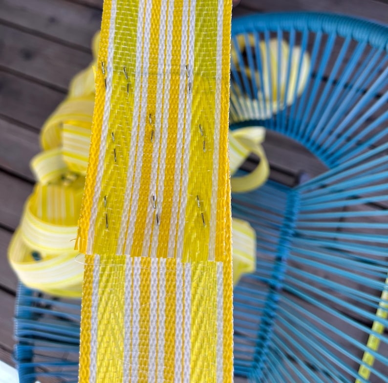 Yellow and White Furniture Webbing Vintage Patio Chair Strapping, Lawn ...