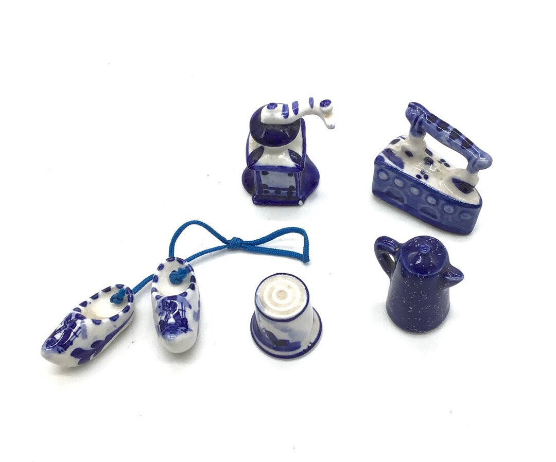 Porcelain Dutch Holland Delft Blue Doll House Miniatures Trinkets ...