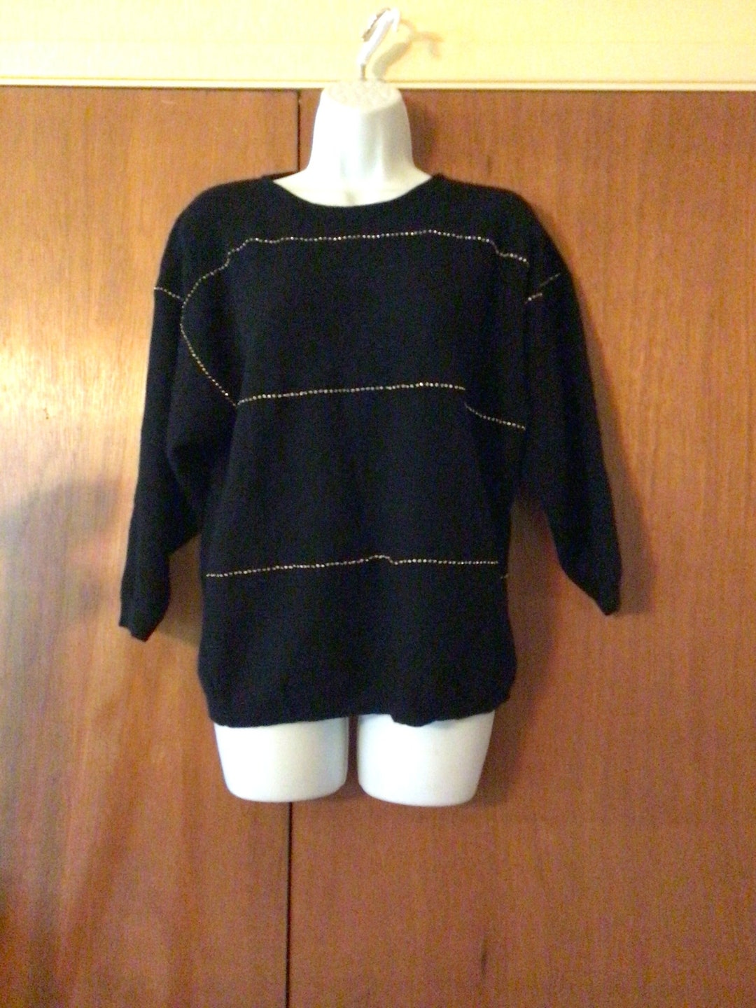 1980’s Chaus Lambswool Angora Rabbit Hair Black Rhinestone Sweater M - Etsy