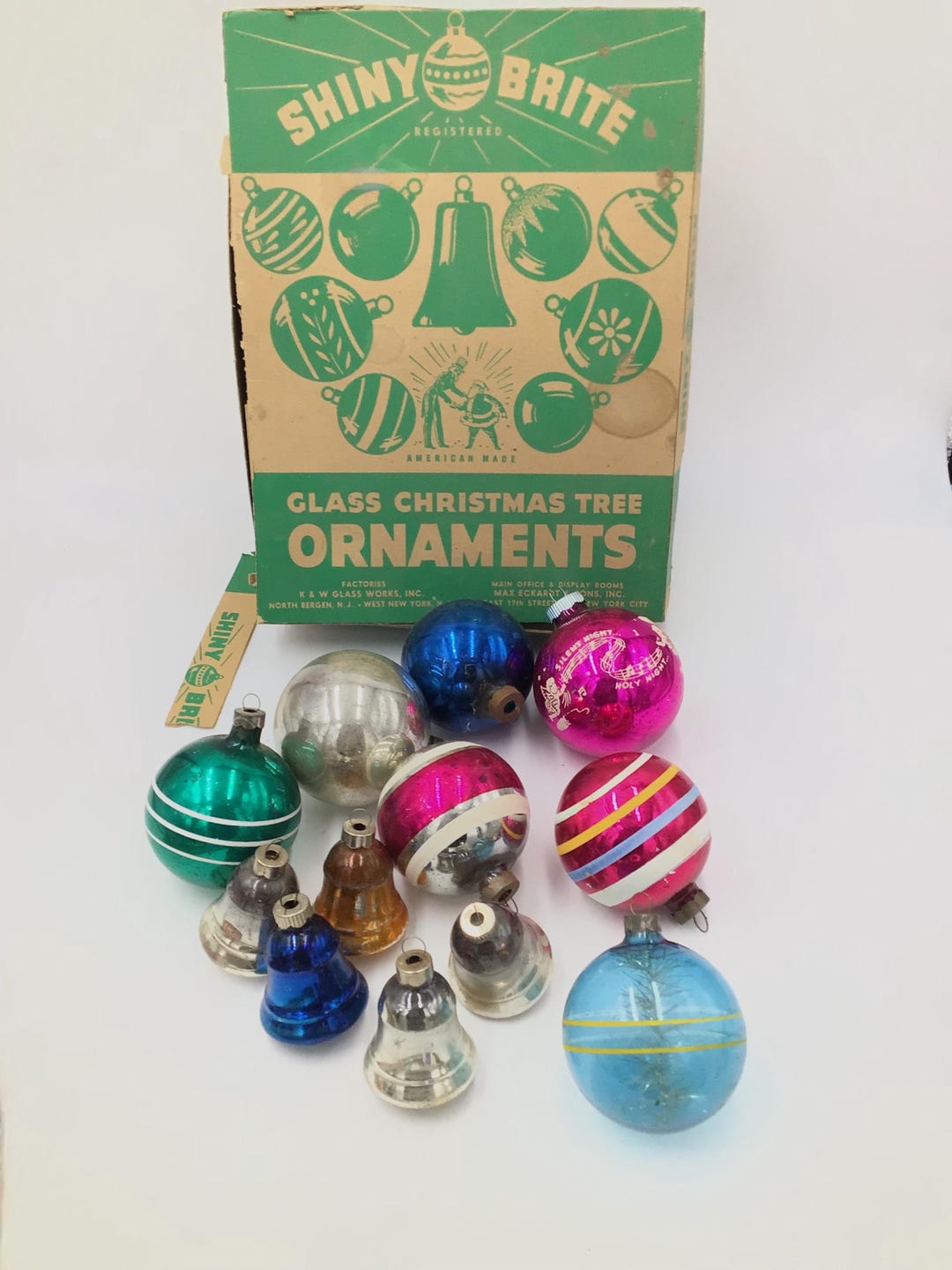 Shiny Brite Box and Lot of Christmas Glass Ornaments 1950’s One Dozen ...