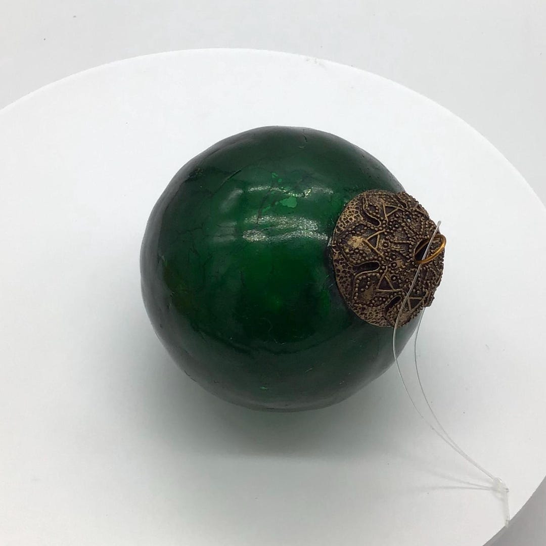 Vintage German Kugel Christmas Ornament Crackle Green - Etsy