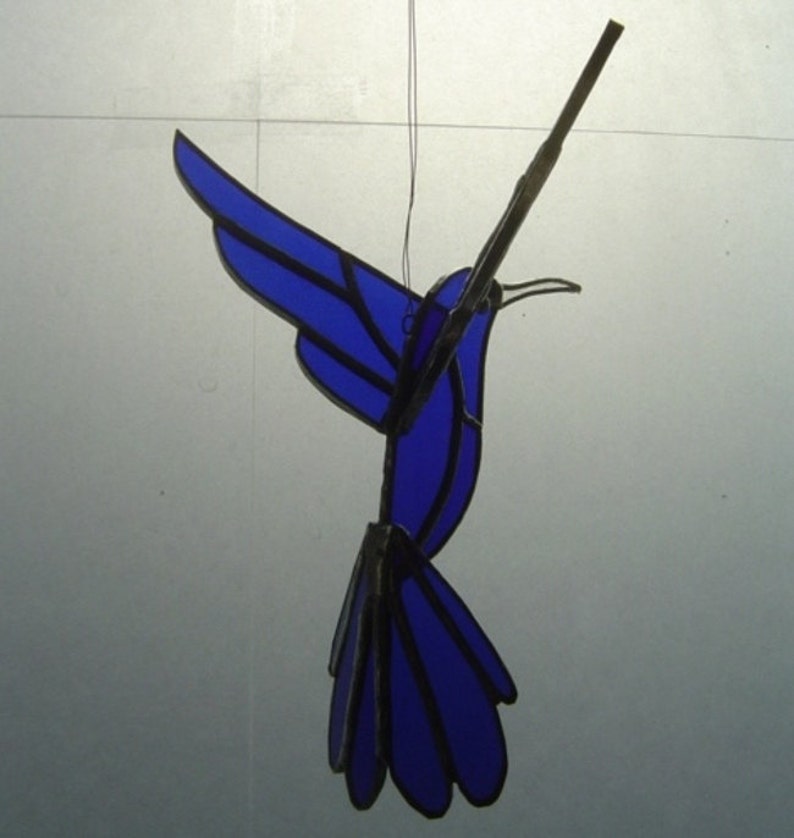BLUE 3D Stained Glass Humming Bird Hand-made - Etsy