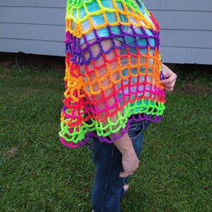Neon Fishnet Mesh Crocheted Shawl - Etsy