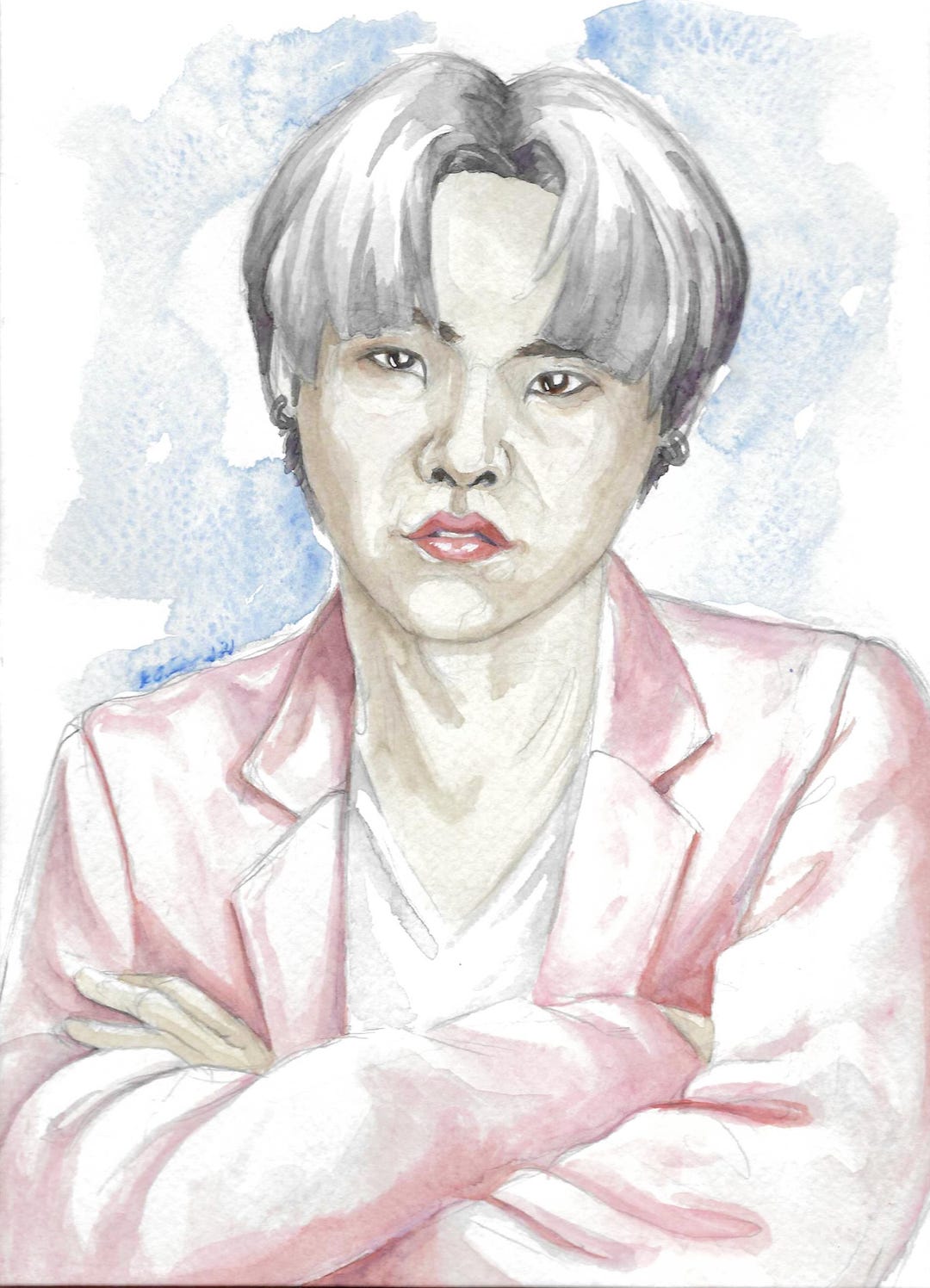 Watercolor Portrait of Suga - Etsy