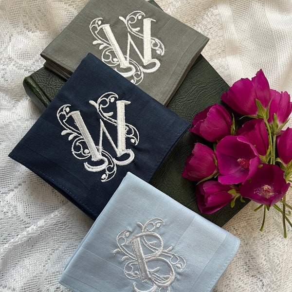 Mens Handkerchief Set Monogram - Etsy
