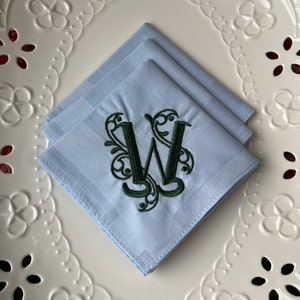 Set of 3 Light Blue Handkerchiefs Monogrammed Mens Gift - Etsy