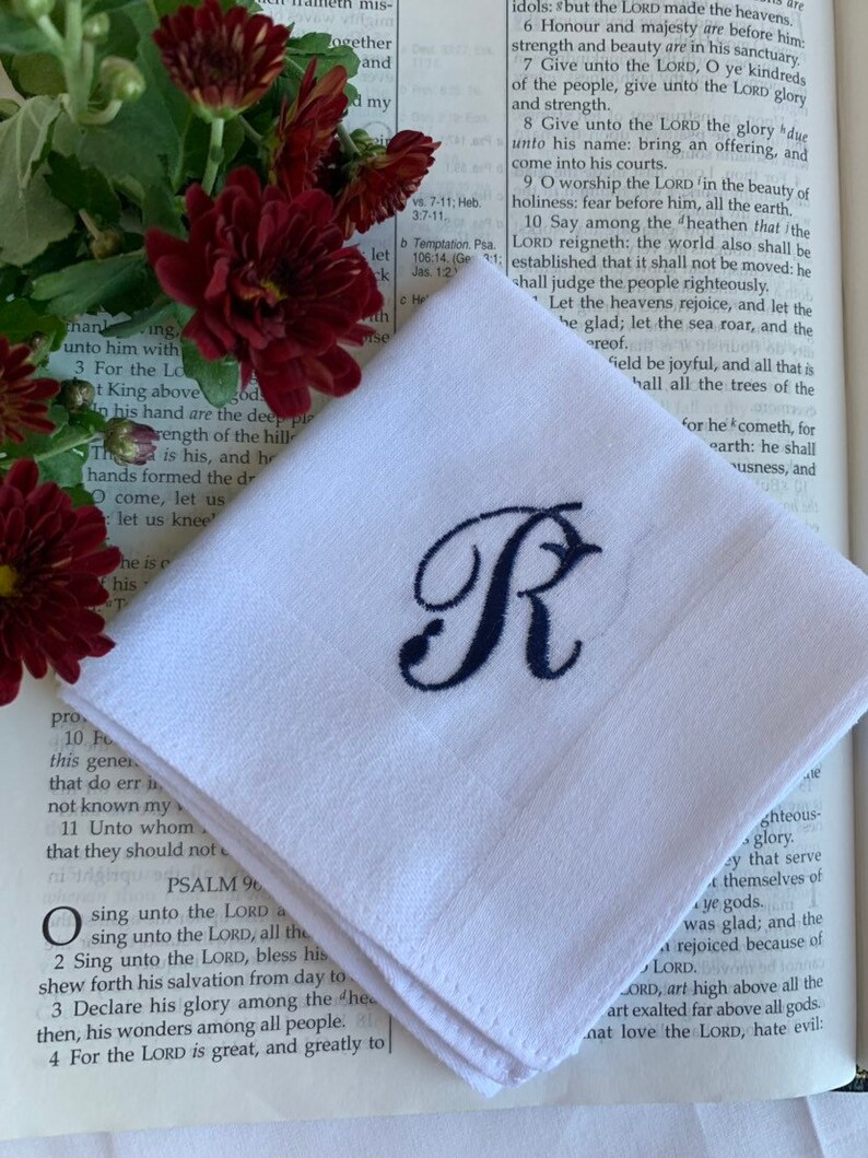 Set of 1 White Handkerchiefs Custom Monogrammed - Etsy