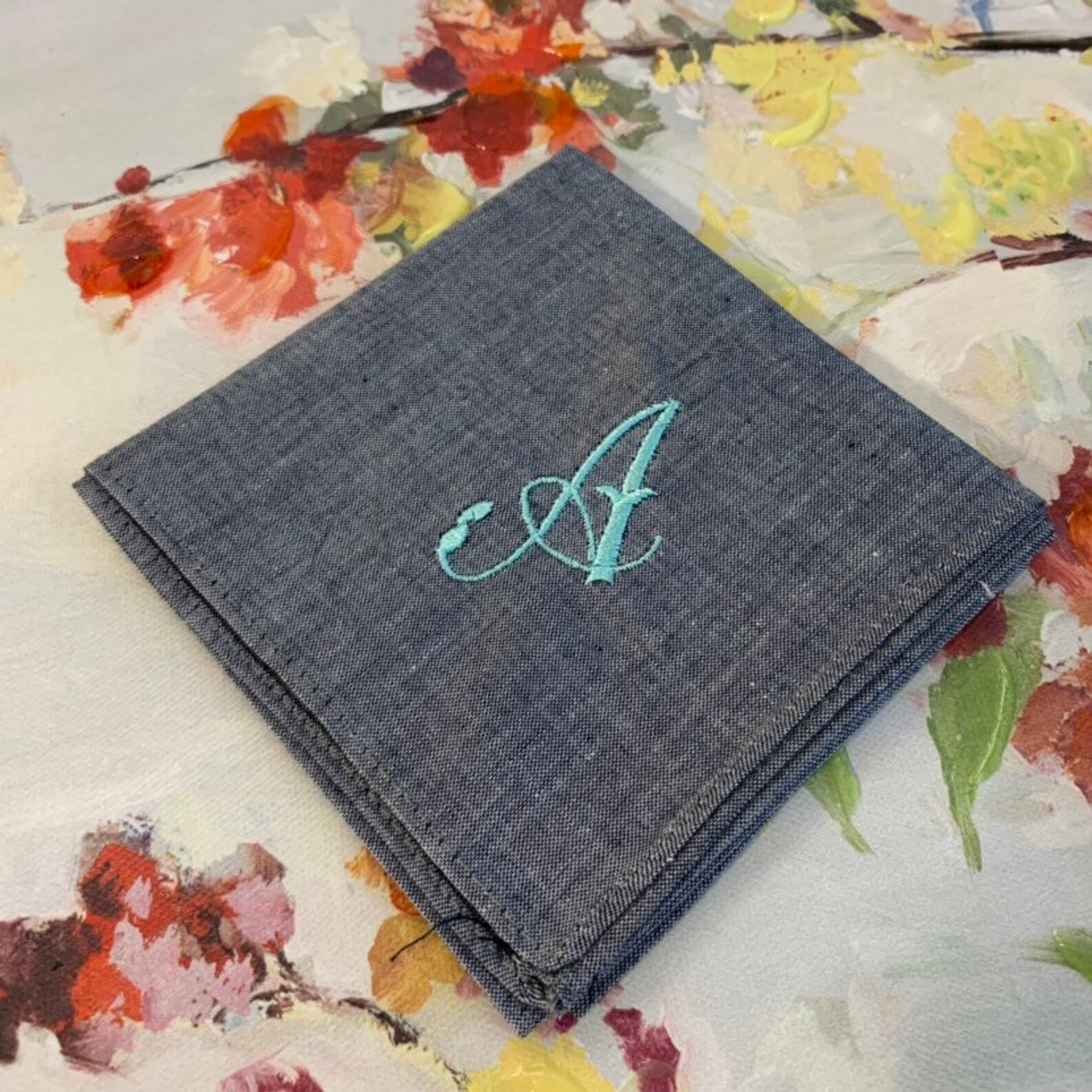 1 Gray Monogrammed Handkerchief Groomsmen Gift Personalized | Etsy