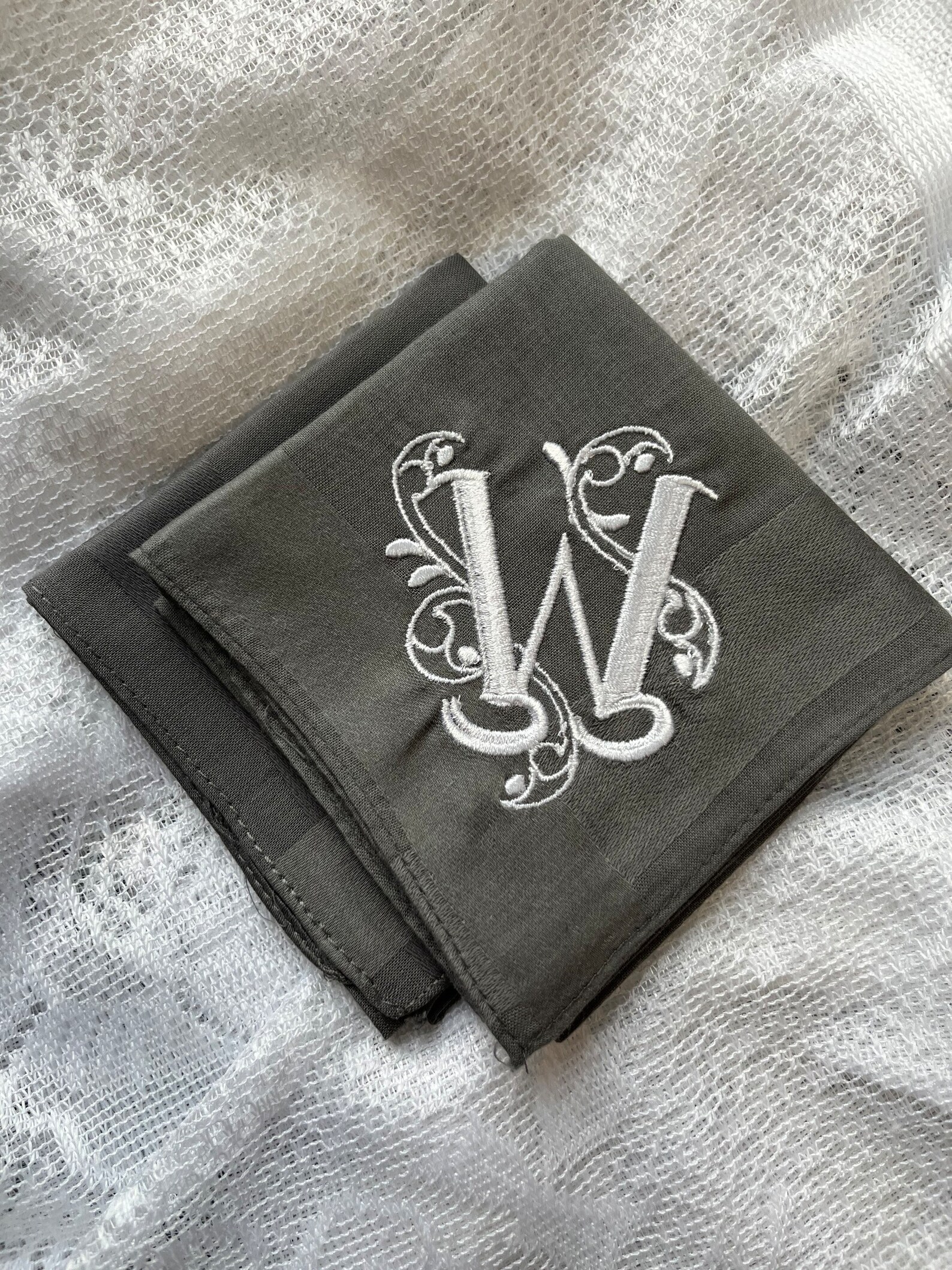 Set of 2 Solid Gray Handkerchiefs, Monogrammed Groomsmen Gift ...