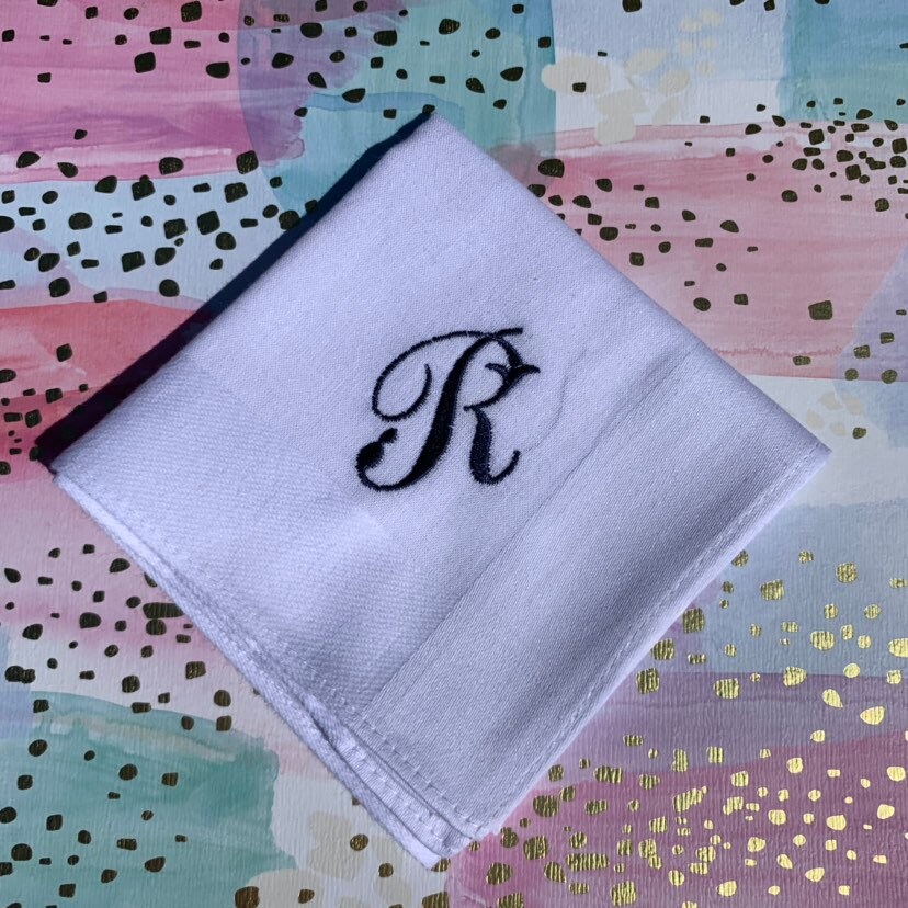 1 White Handkerchief Custom Monogram Personalized Hankie | Etsy