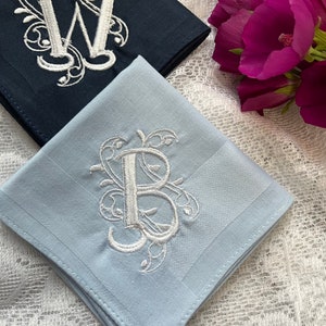 Set of 3 Handkerchiefs, Monogrammed Mens Gift, Personalized Embroidered ...