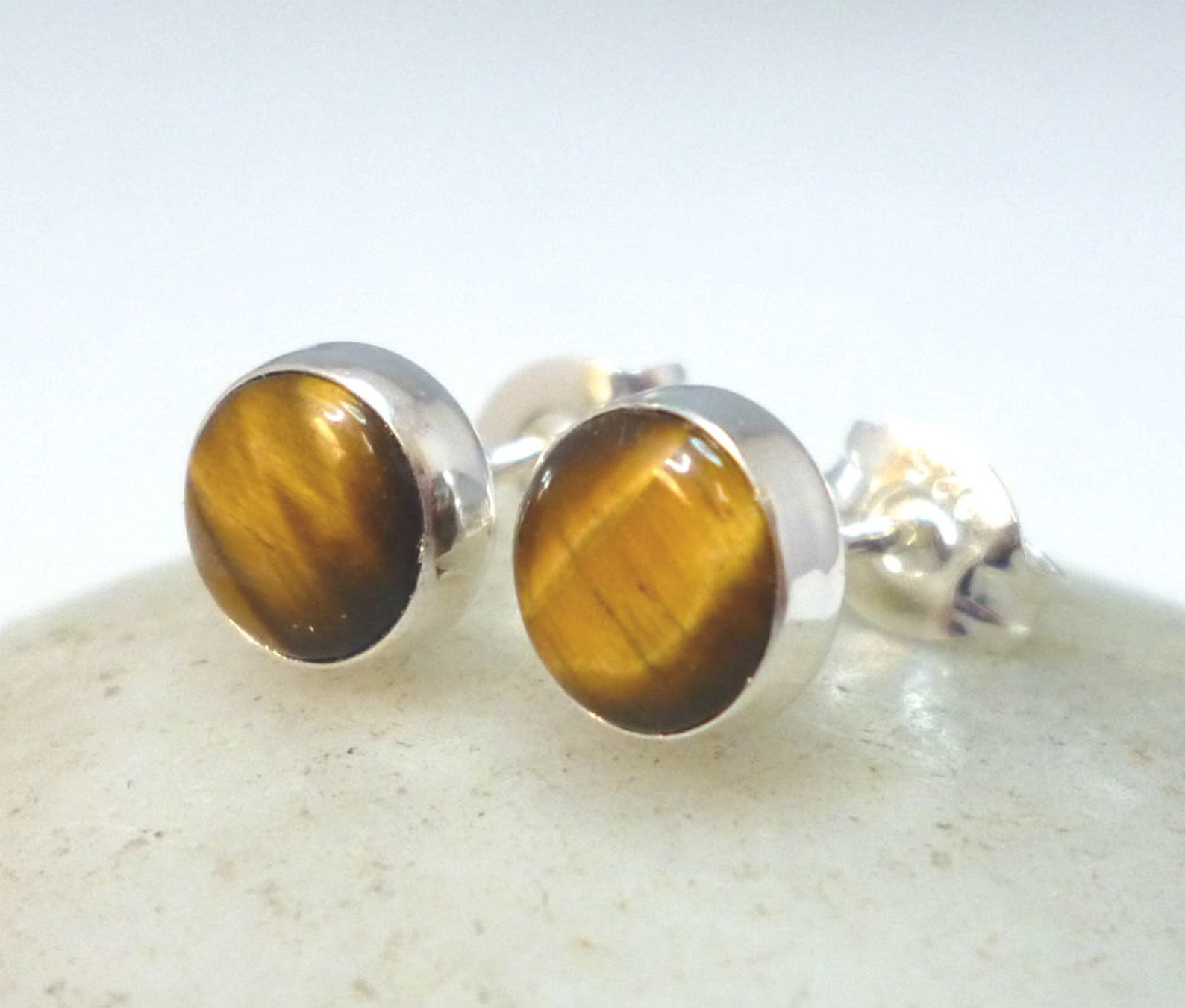 Tiger Eye Stud Earrings .. 6mm Round Studs .. Tigers Eye - Etsy