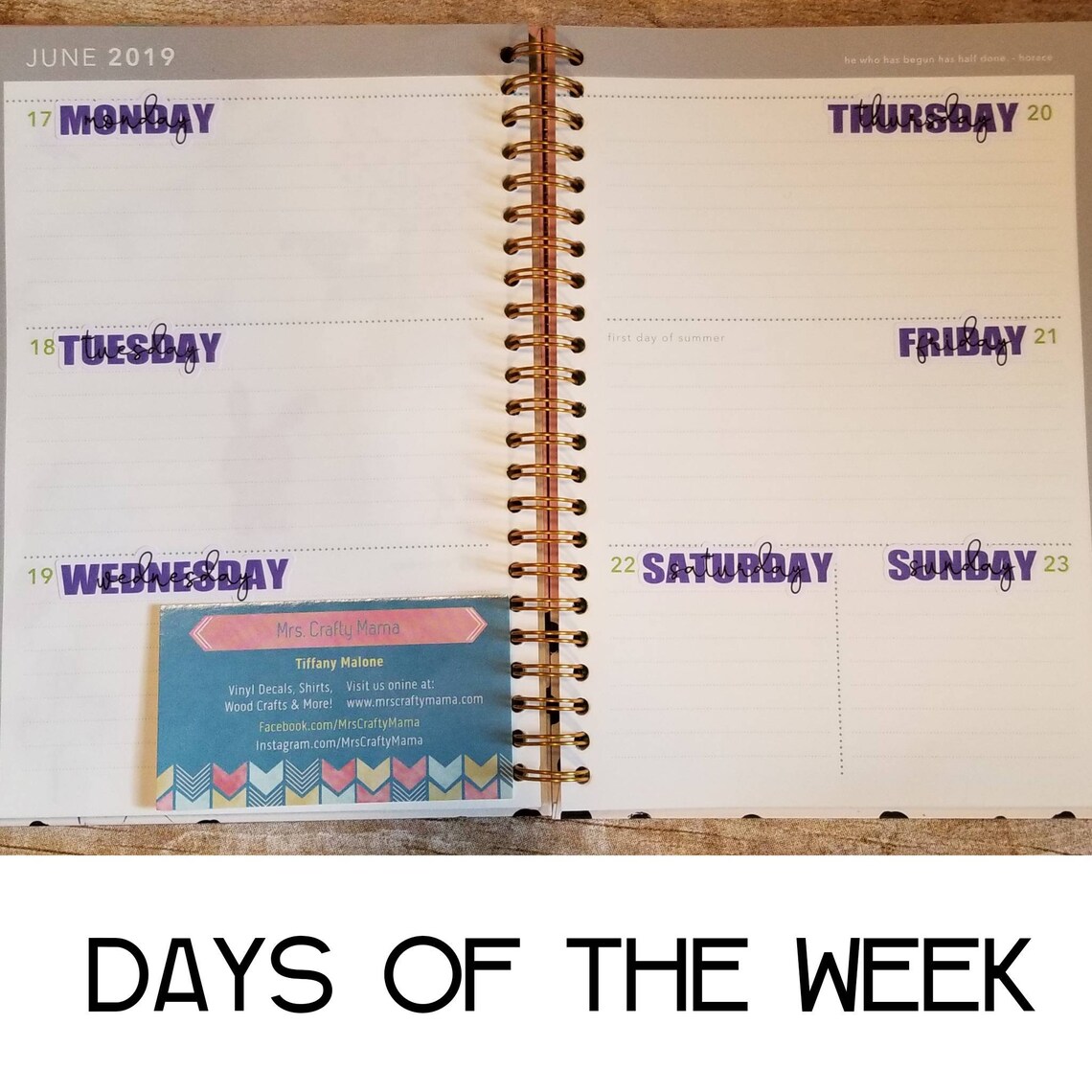 Days of the Week Title Planner Sticker Date Cover - Etsy