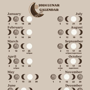 Lunar Calendar 2024 (digital) MOON CHILD Design - Etsy