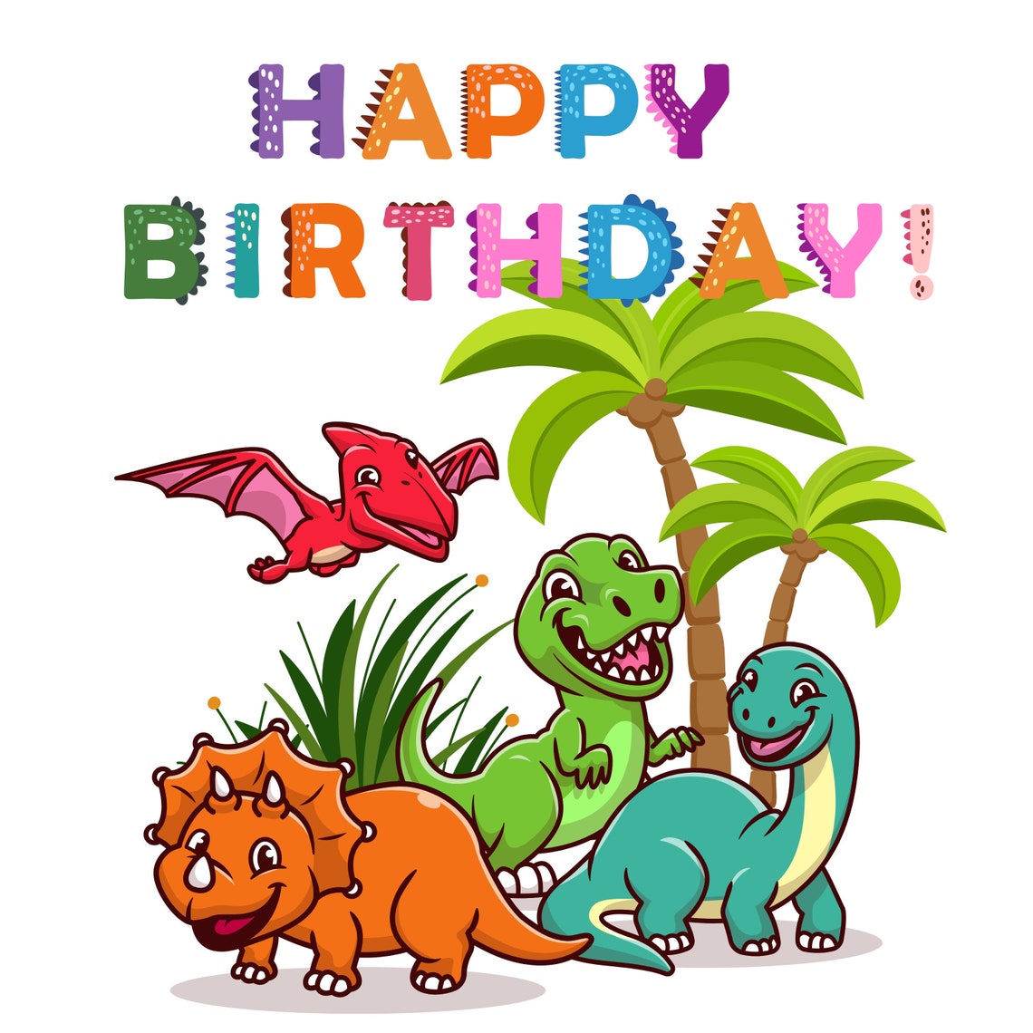 Happy Birthday Dinosaur's, Roar I'm 4 Digital Graphics - Etsy
