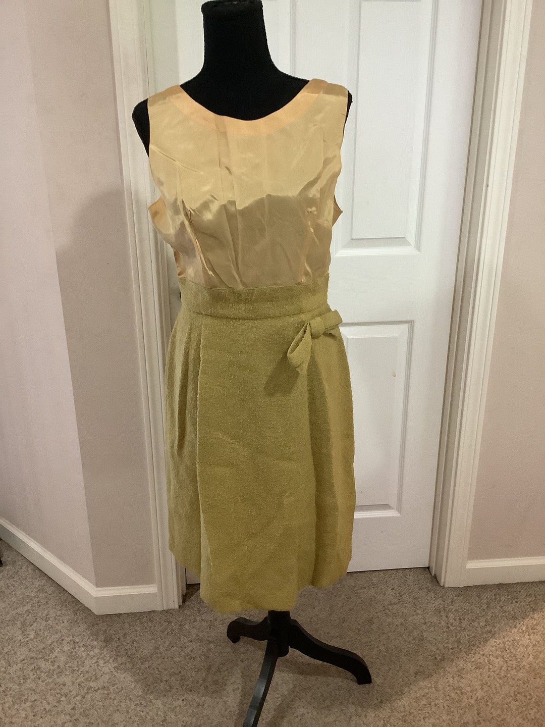 Vintage 50s 60s Earl Luick for Lee Claire Mod Mustard Dress Top and ...