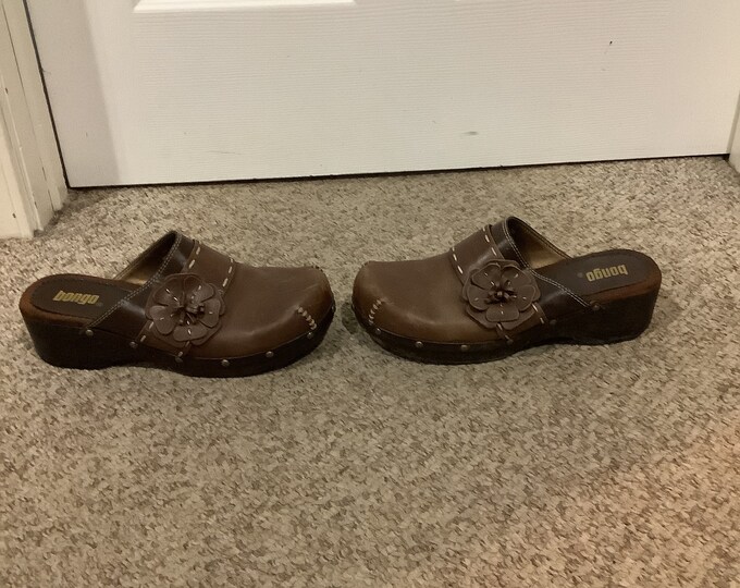 Vtg 90s Bongo Brown Platform Clog Boho Slip on With Flower Detail Y2K ...