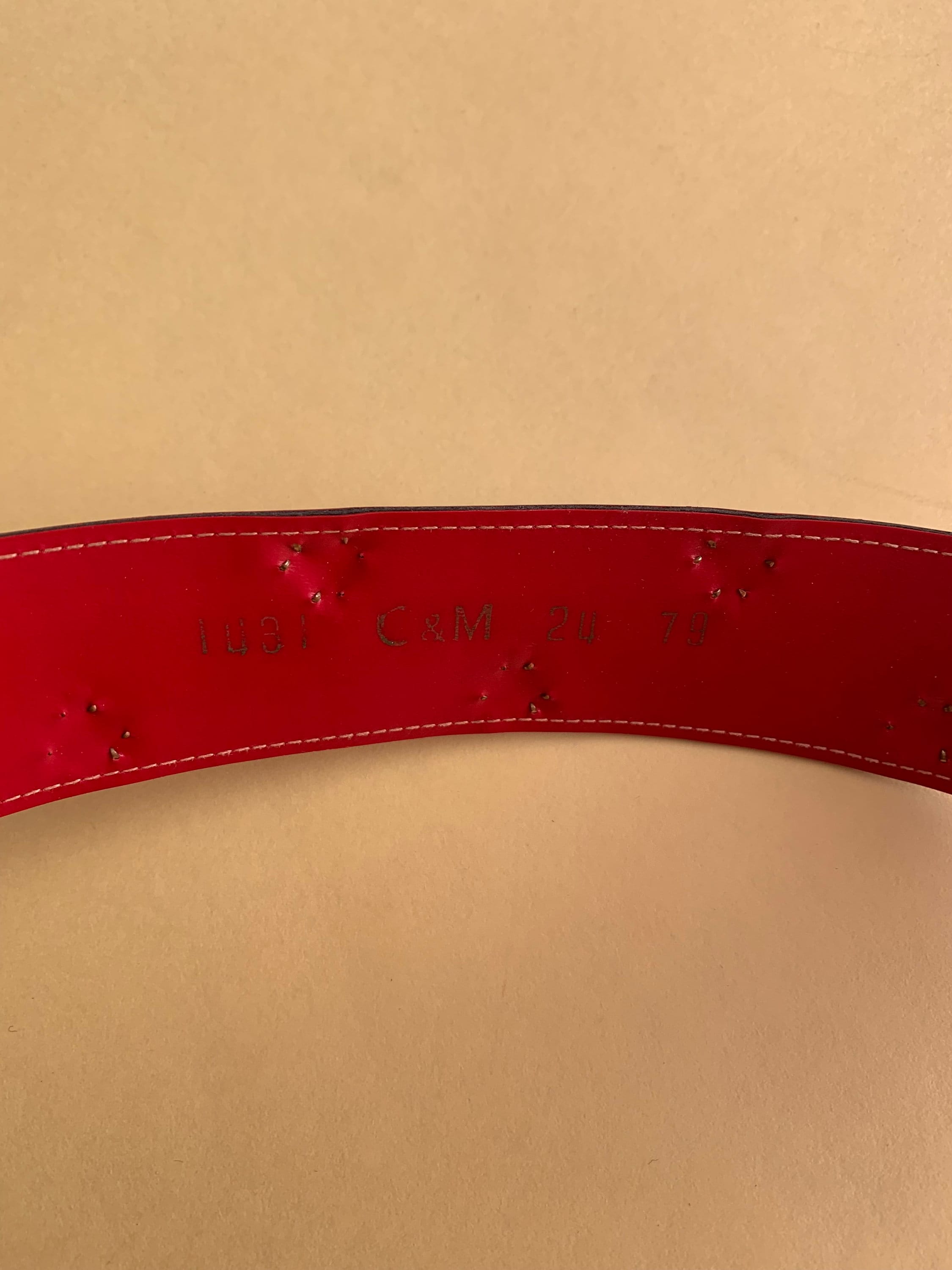 Vintage 80s Red Leather Gold Pyramid Accent Studded Belt Egyptian ...
