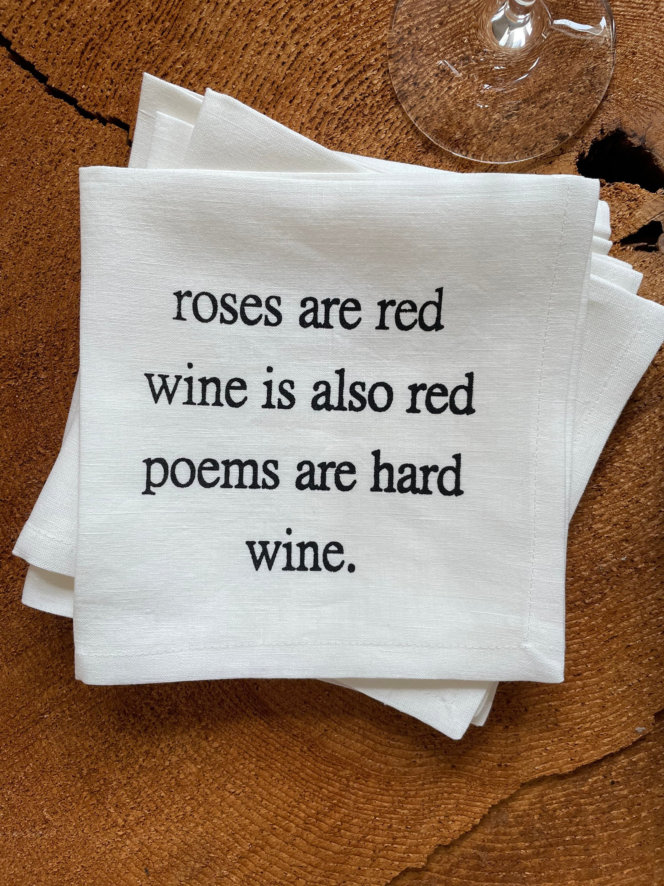 A Poem About Wine 100% Linen Cocktail Napkins Screen - Etsy